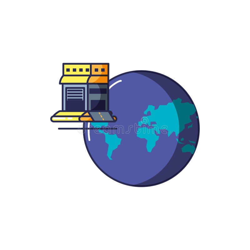 Warehouse Building with Planet Earth Stock Illustration - Illustration ...