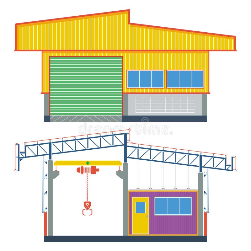 Warehouse Building, Transport Factory,vector Illustration Stock Vector ...