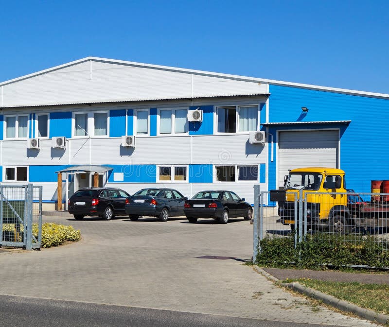 Warehouse building stock photo. Image of road, closed - 61003856