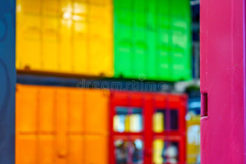 Warehouse Building with Various Colorful Shipping Containers Stock ...