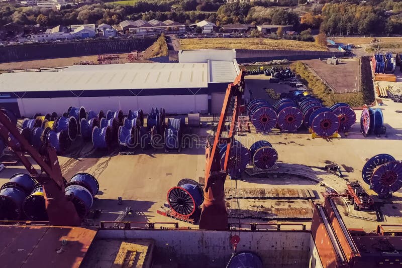 A Warehouse of Cable Bays in Cargo Port. Cargo Port and Equipmen ...