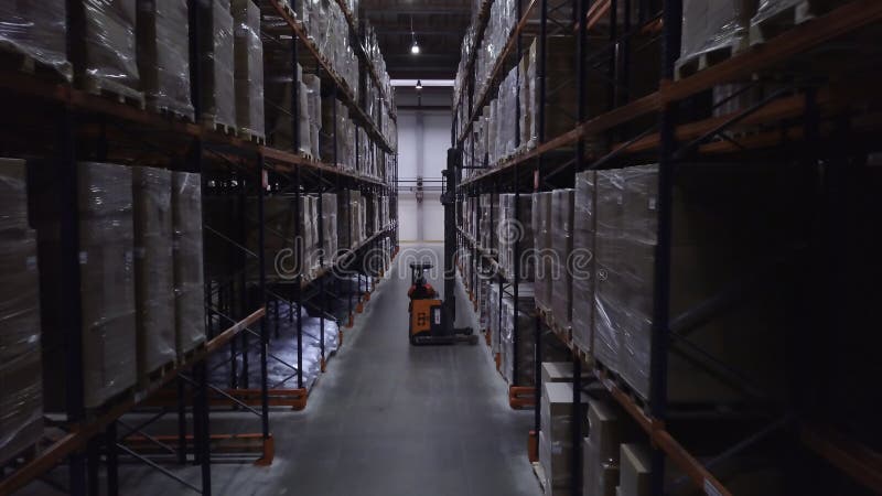 Warehouse with Cardboard Boxes Inside on Pallets Racks, Logistic Center ...
