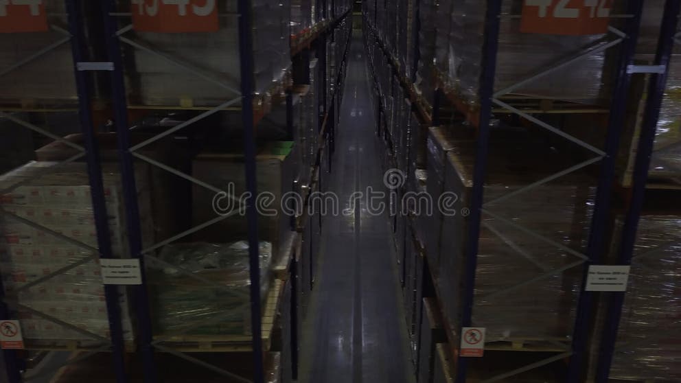 Warehouse with Cardboard Boxes Inside on Pallets Racks, Logistic Center ...