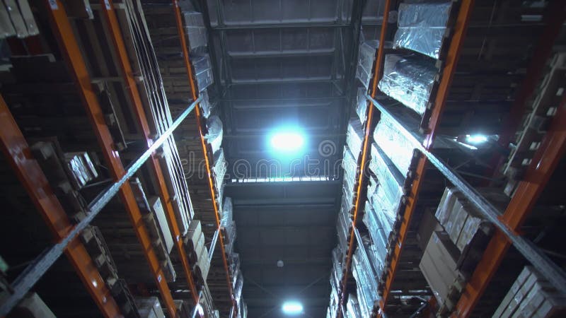 Warehouse with Cardboard Boxes Inside on Pallets Racks, Logistic Center ...