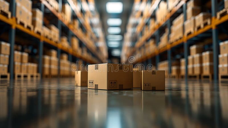 Warehouse with Cardboard Boxes Stock Image - Image of logistics ...
