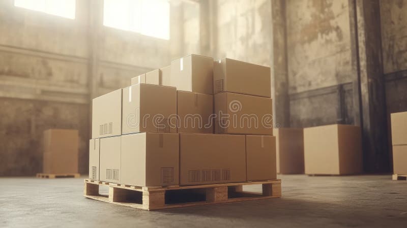 Warehouse Cardboard Boxes Pallet Stacking Logistics Storage Stock ...