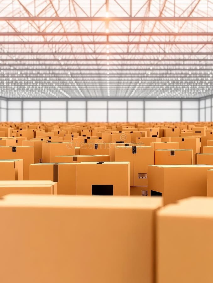 Warehouse Cardboard Boxes Storage Many Cardboard Boxes Neatly Stacked ...