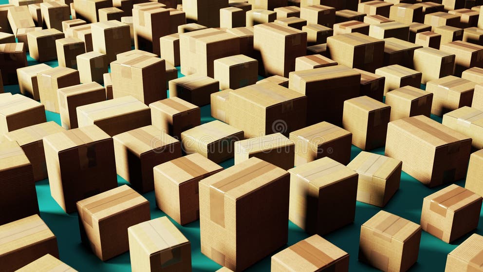 Warehouse of Cardboard Boxes: a Tightly Packed Shipping Environment ...