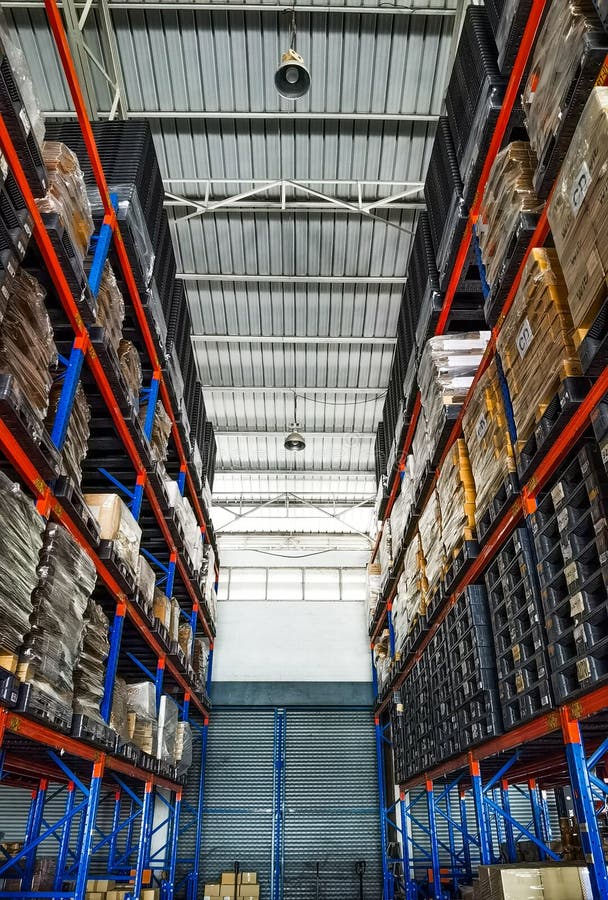 Warehouse Cargo Building Store, Warehouse Interior with Shelves ...