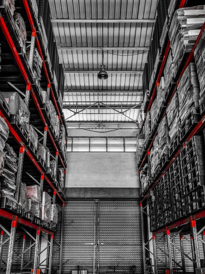 Warehouse Cargo Building Store, Warehouse Interior with Shelves ...