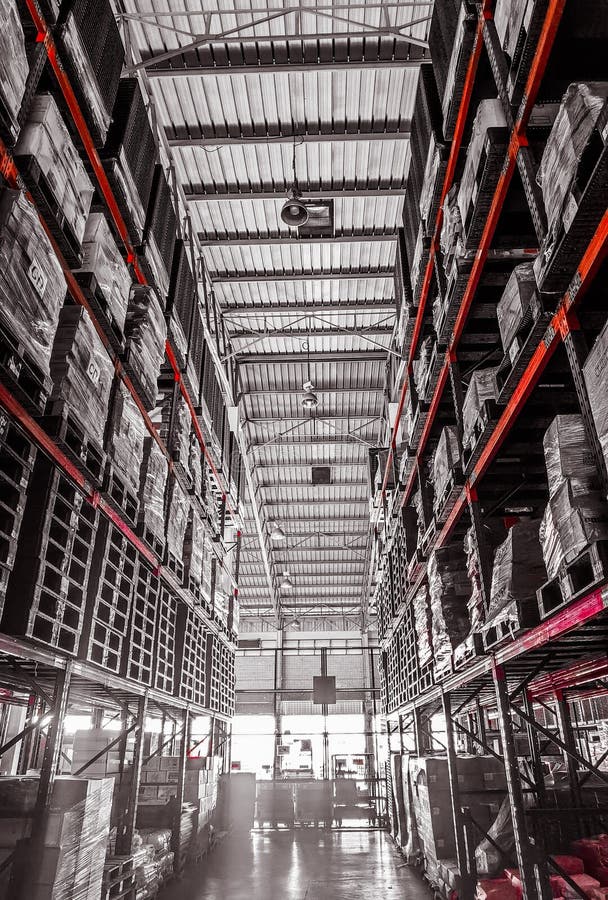 Warehouse Cargo Building Store, Warehouse Interior with Shelves ...