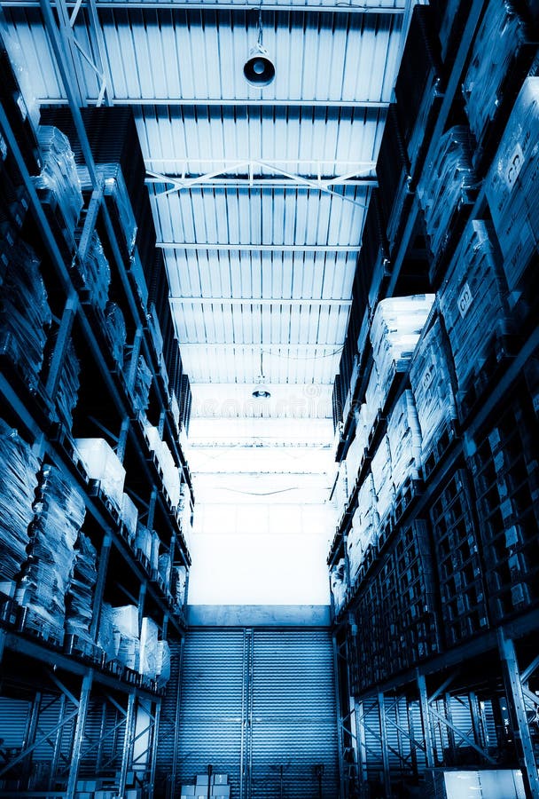 Warehouse Cargo Building Store, Warehouse Interior with Shelves ...