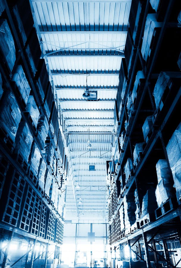 Warehouse Cargo Building Store, Warehouse Interior with Shelves ...