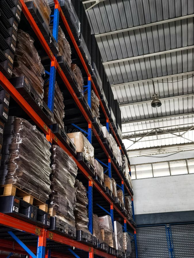 Warehouse Cargo Building Store, Warehouse Interior with Shelves ...