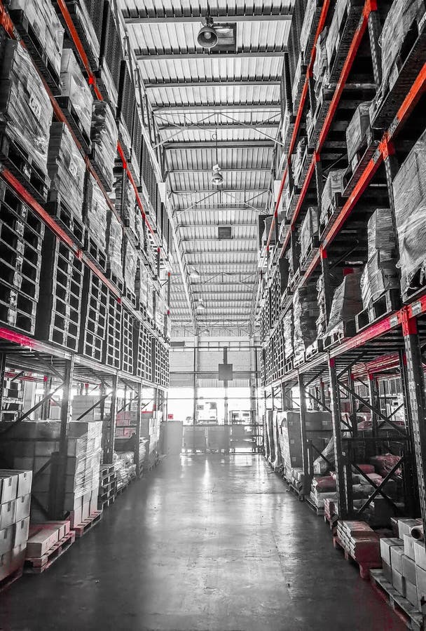 Warehouse Cargo Building Store, Warehouse Interior with Shelves ...