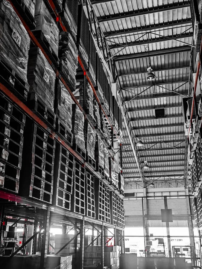 Warehouse Cargo Building Store, Warehouse Interior with Shelves ...