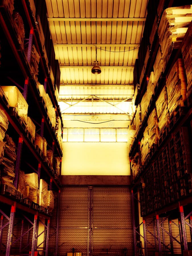 Warehouse Cargo Building Store, Warehouse Interior with Shelves ...