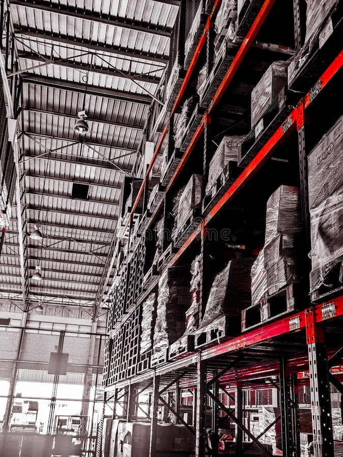 Warehouse Cargo Building Store, Warehouse Interior with Shelves ...