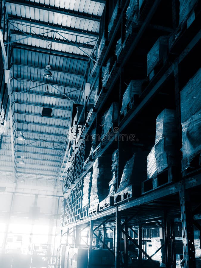 Warehouse Cargo Building Store, Warehouse Interior with Shelves ...