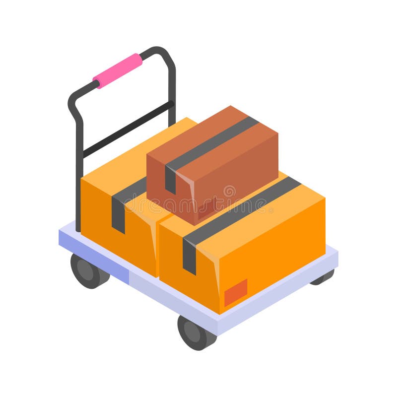 A Warehouse Cart Carrying Multiple Shipment Boxes. Stock Vector ...