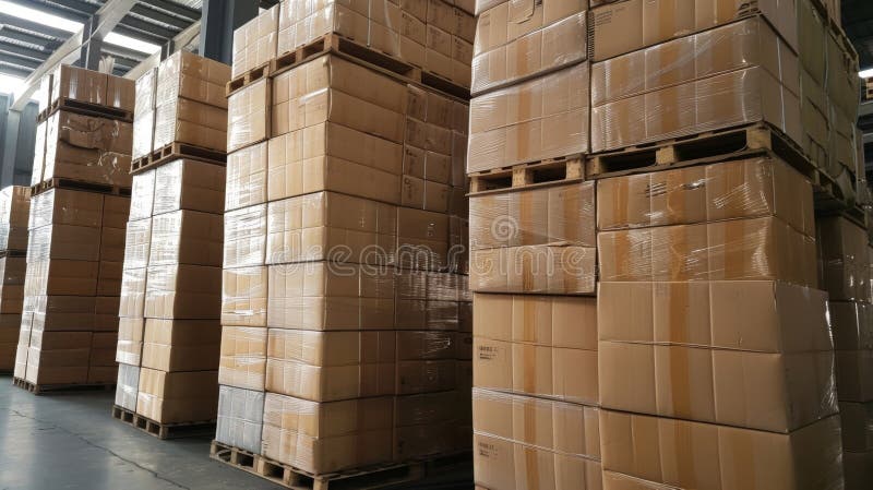 Warehouse carton box stack stock illustration. Illustration of loading ...