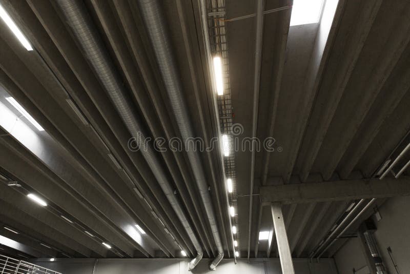 Warehouse Ceiling Structure Stock Image - Image of black, ceilling ...