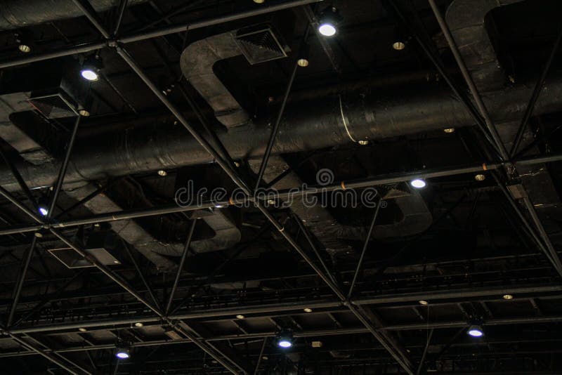 Warehouse Ceiling Structure Stock Image - Image of black, ceilling ...