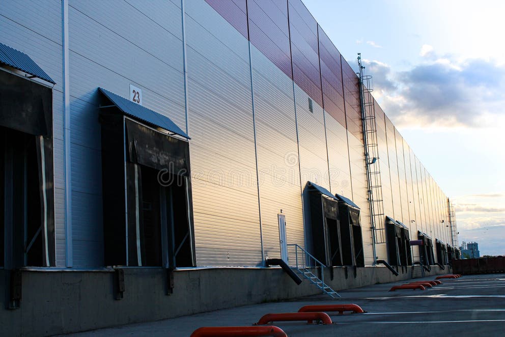 Warehouse Complex Outside with a Gate for Loading Goods into the Car ...