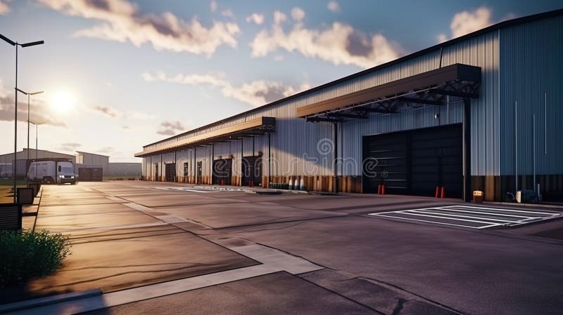 Warehouse Complexes in an Industrial Area Stock Illustration ...