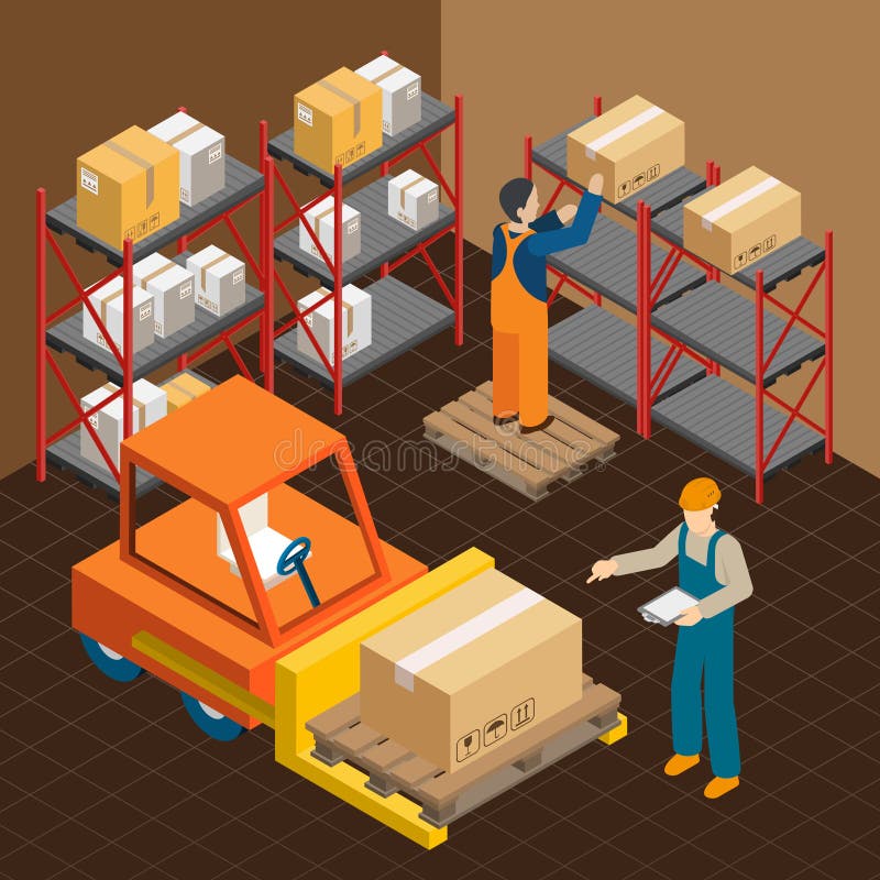 In the Warehouse Composition Stock Vector - Illustration of isometric ...