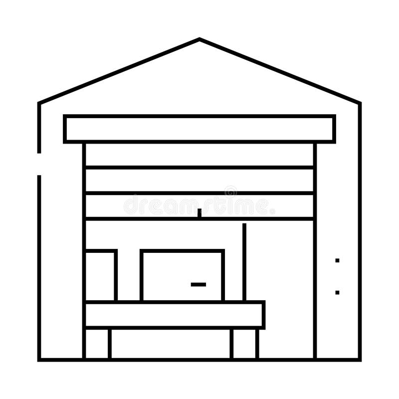 Warehouse Construction Line Icon Vector Illustration Stock Illustration ...