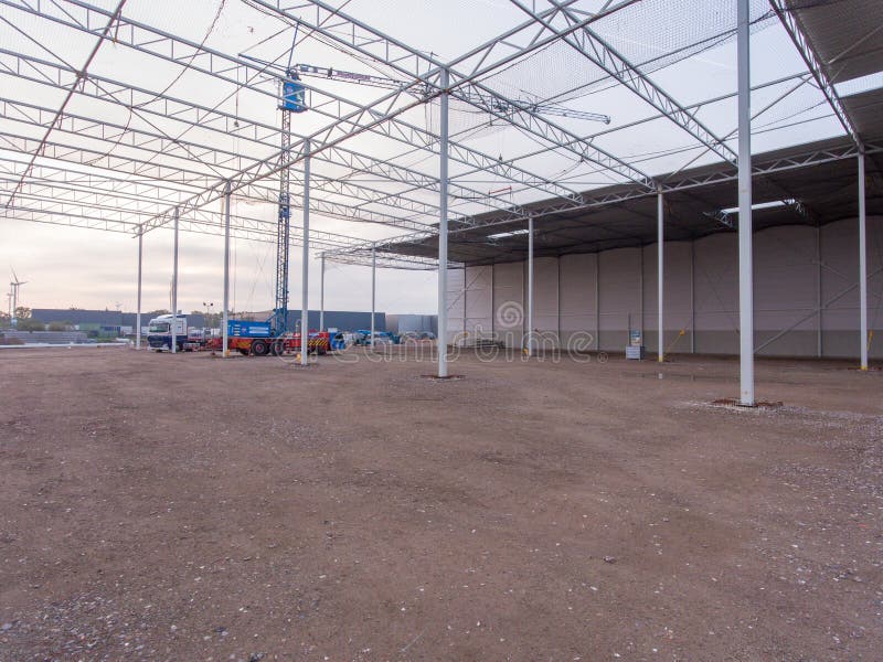 Warehouse in the Construction Process during Daytime Stock Image ...
