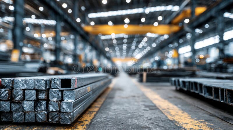 Warehouse Containing Long Metal Pipes and Rectangular Steel Tubes Stock ...