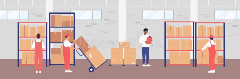 Warehouse Control Process Vector Illustration, Cartoon Flat Operator ...
