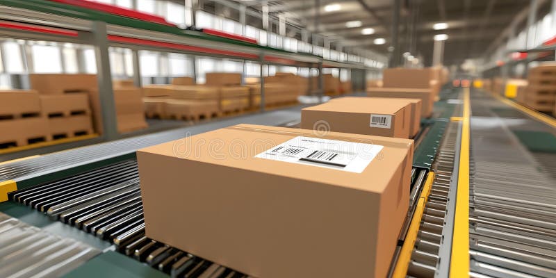 Warehouse Conveyor Belt System Stock Illustration - Illustration of ...