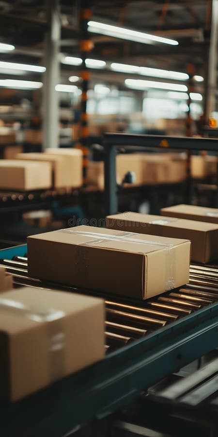 Warehouse Conveyor Belt System Stock Illustration - Illustration of ...