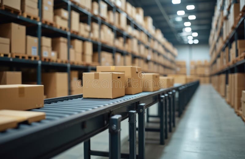 Distribution, Delivery Man with Package Boxes and Couple at Front Door ...