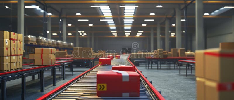 Warehouse with Conveyor Belts for Food Sorting and Packaging ...