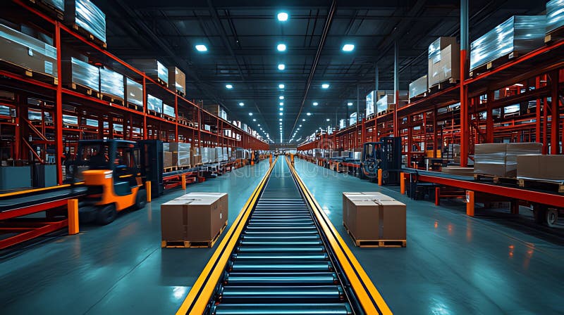 Warehouse Conveyor System, Logistics, Packages, Forklift, Inventory, Distribution, Industry ...