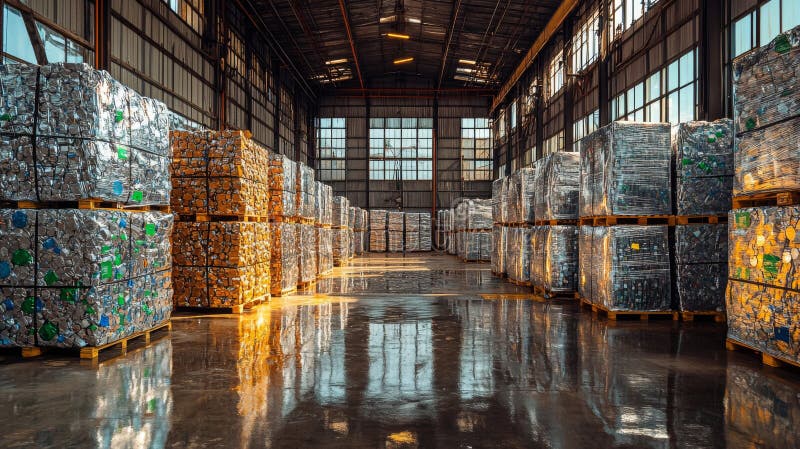 Warehouse Dedicated To Logistics and Sustainable Recycling with Stacks ...