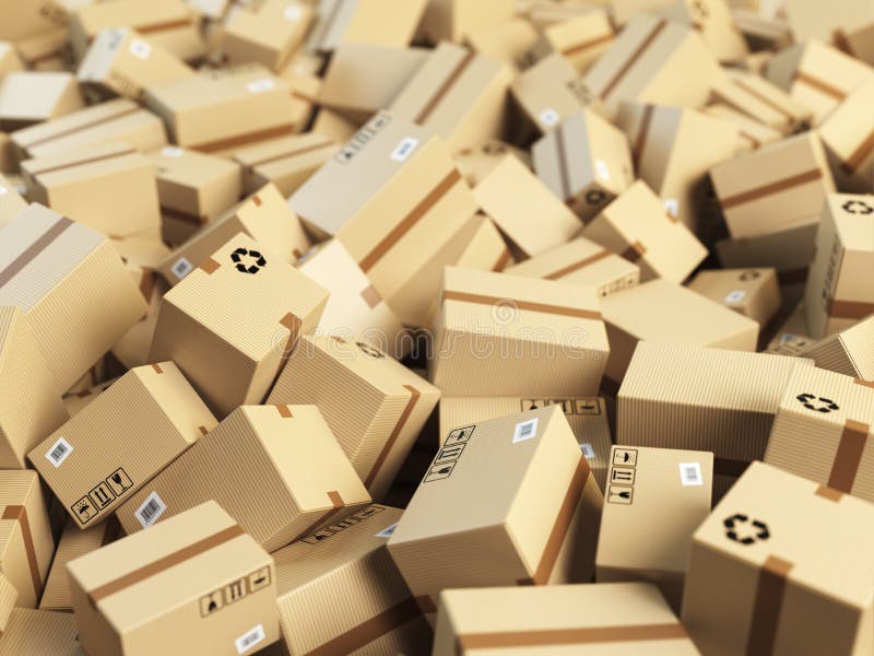 Warehouse or Delivery Concept. Cardboard Boxes Background Stock Image ...