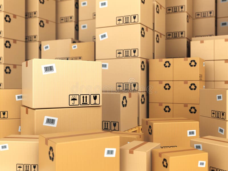Warehouse or Delivery Concept. Cardboard Boxes Background Stock Image ...