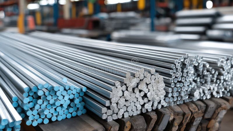 Warehouse Displays Stacks of Blue-wrapped Steel Beams Ready for ...