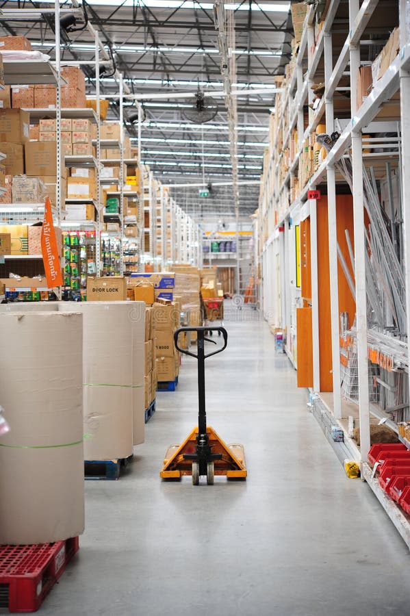 Warehouse Distribution Center Stock Image - Image of carts, indoors ...