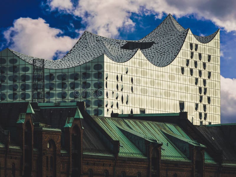 Warehouse District in the Port of Hamburg with a Building in the Front ...
