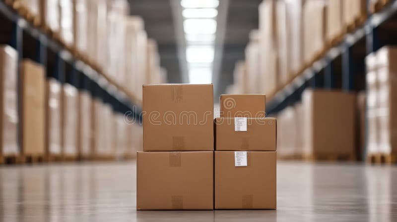 Warehouse Efficiency, Stacked Boxes, Streamlined Logistics, and ...