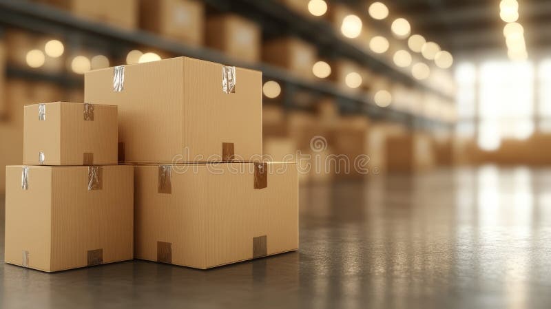 Warehouse Efficiency, Stacked Cardboard Boxes for Streamlined Logistics ...