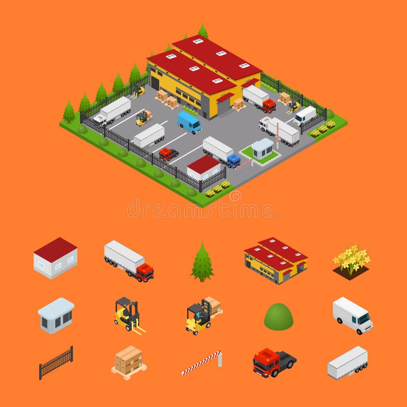 Warehouse and Elements Concept 3d Isometric View. Vector Stock Vector ... Warehouse and Elements Concept 3d Isometric View. Vector Stock Vector ...