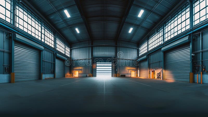 The Warehouse is Empty and Has Multiple Loading Doors. Stock Image ...