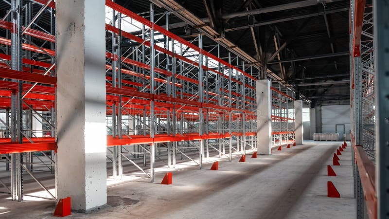 Warehouse with Empty High Pallet Racks, Shelving System Stock Photo ...